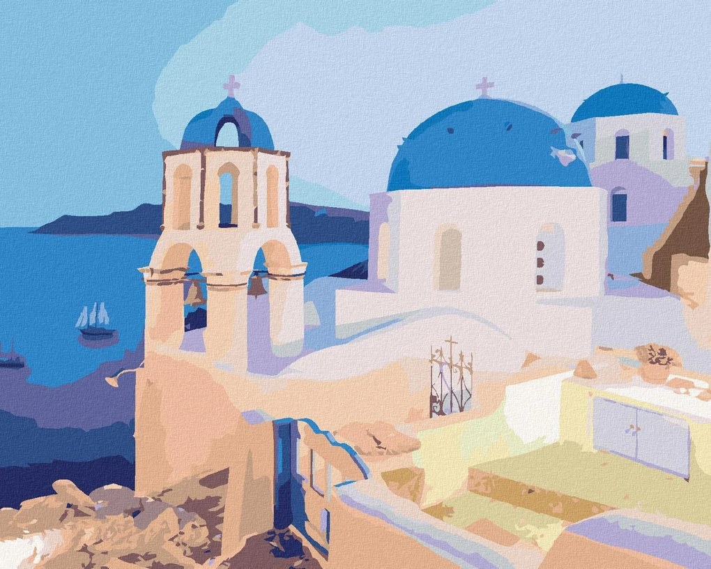 zuty zuty - malování podle čísel - santorini, řecko (ted davis), 40x50 cm, plátno+rám