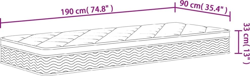vidaXL Taštičková pružinová matrace medium plus 90 x 190 cm [372885]