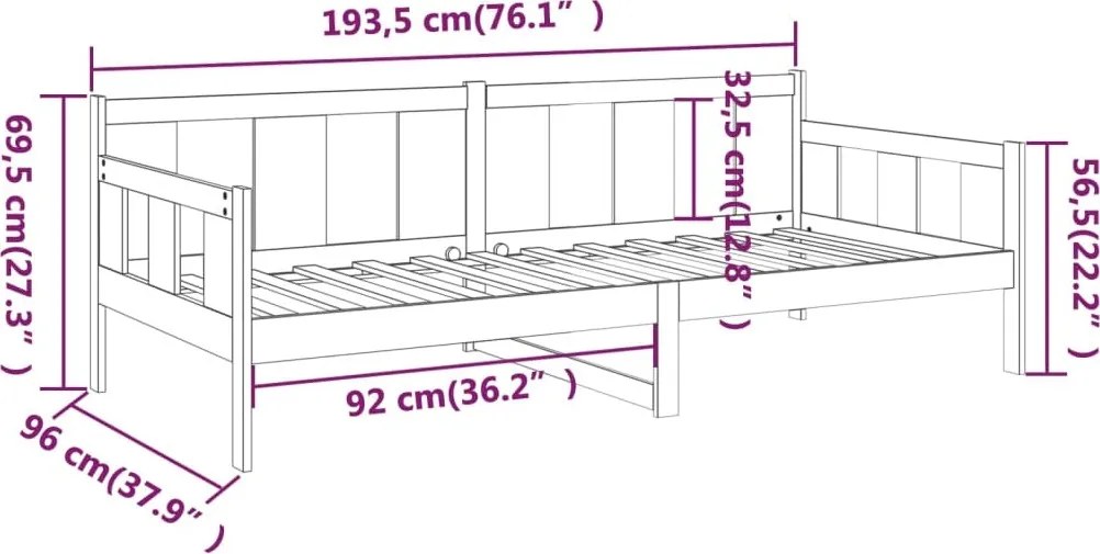 vidaXL Válenda masivní borové dřevo 90 x 190 cm [820281] Barva: Bílá