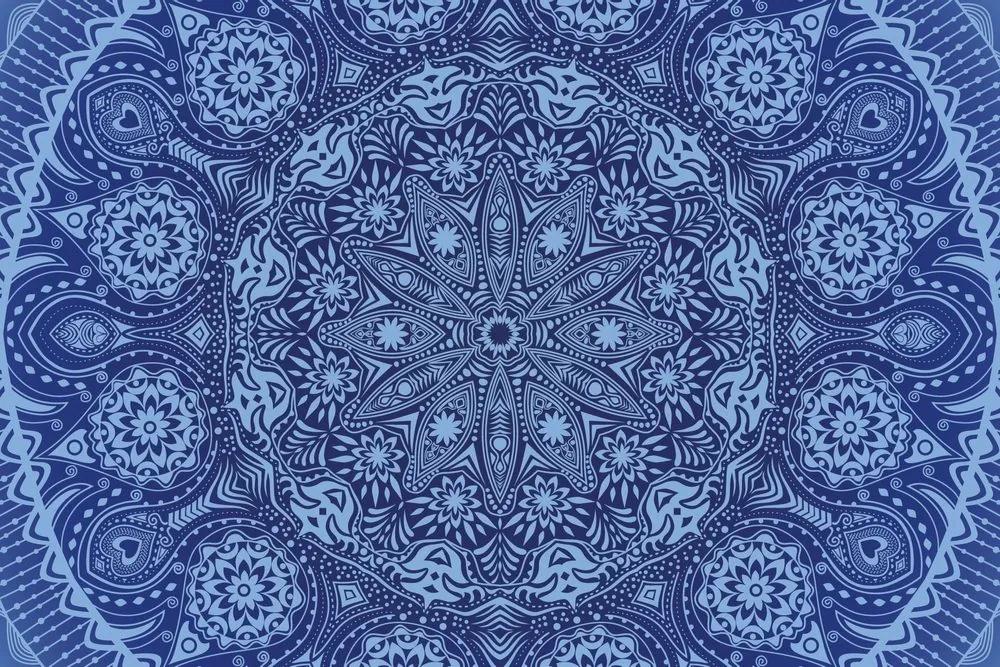 Samolepící tapeta okrasná Mandala s krajkou v modré - 375x250 cm