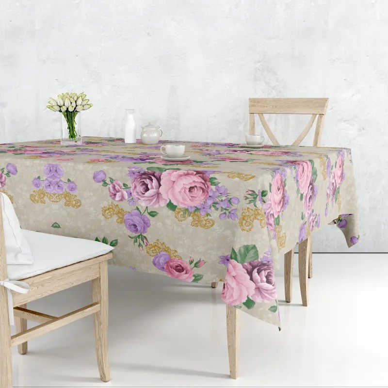 Ubrus PVC M-144A - Vůně růží, metráž šířka 140cm