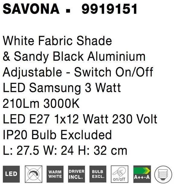 Nova Luce Nástěnné svítidlo SAVONA, nastavitelné - vypínač na těle, 3W 3000K E27 1x12W čtecí lampička