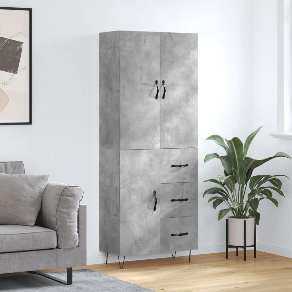 Skříň highboard betonově šedá 69,5x34x180 cm kompozitní dřevo 3198093