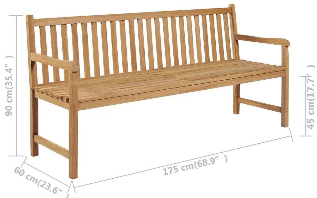 vidaXL Marketos Zahradní lavice s šedou poduškou 175 cm masivní teak