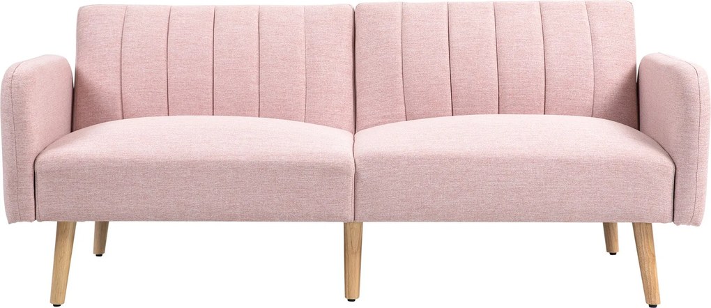 HOMCOM Moderní Rozkládací Dvousedací Pohovka 173x75x73 cm - Čalouněná v Syntetické Lněné Tkanině s Nastavitelným 3Úrovňovým Opěradlem a Odnímatelnými…