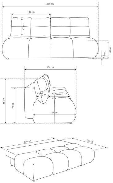 Rozkládací třímístná pohovka s úložným prostorem NUORO zelená