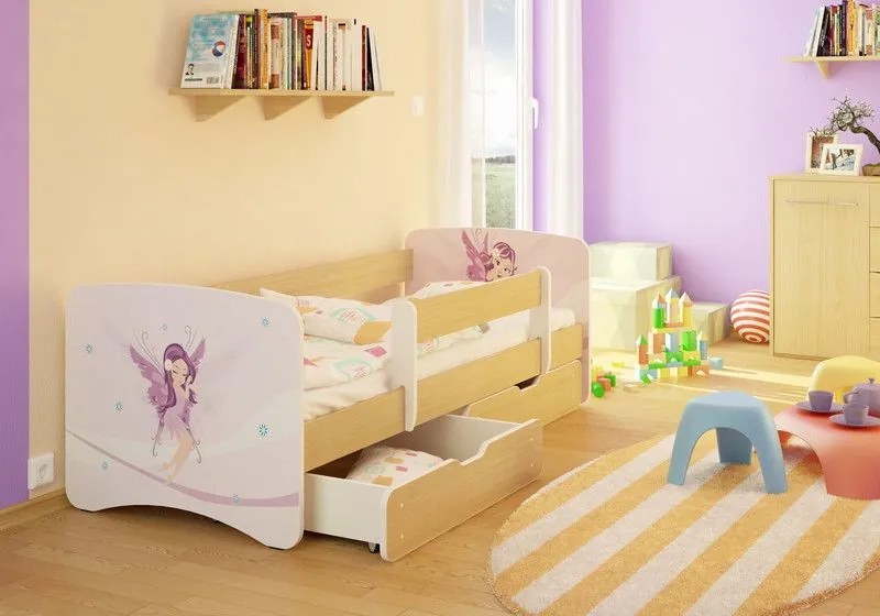 MAXMAX Dětská postel VÍLA V OBLACÍCH funny 160x80 cm - se šuplíkem