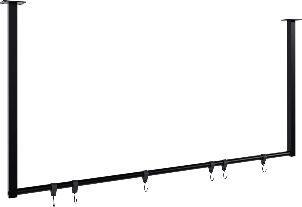 Šatní tyč Fenton 120x60 cm Sada 6 ks – černá