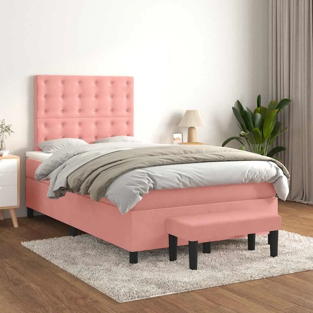 Box spring postel s matrací růžová 120x190 cm samet 3270498