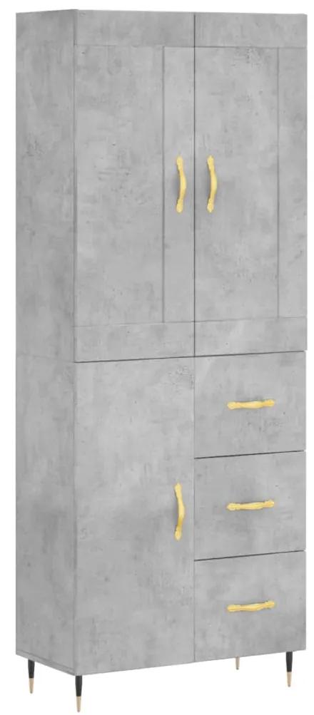 Skříň highboard betonově šedá 69,5x34x180 cm kompozitní dřevo,  3199797