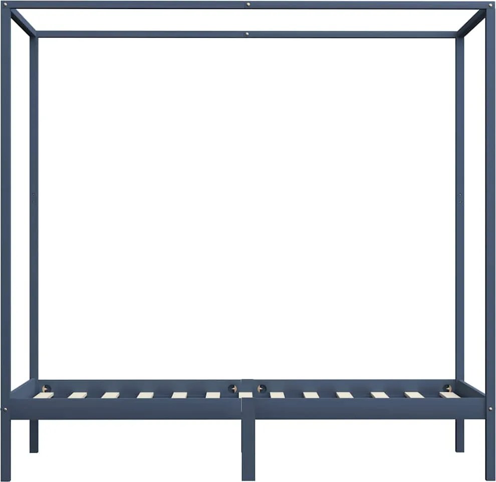 Rám postele s nebesy šedý masivní borové dřevo 100 x 200 cm 283275