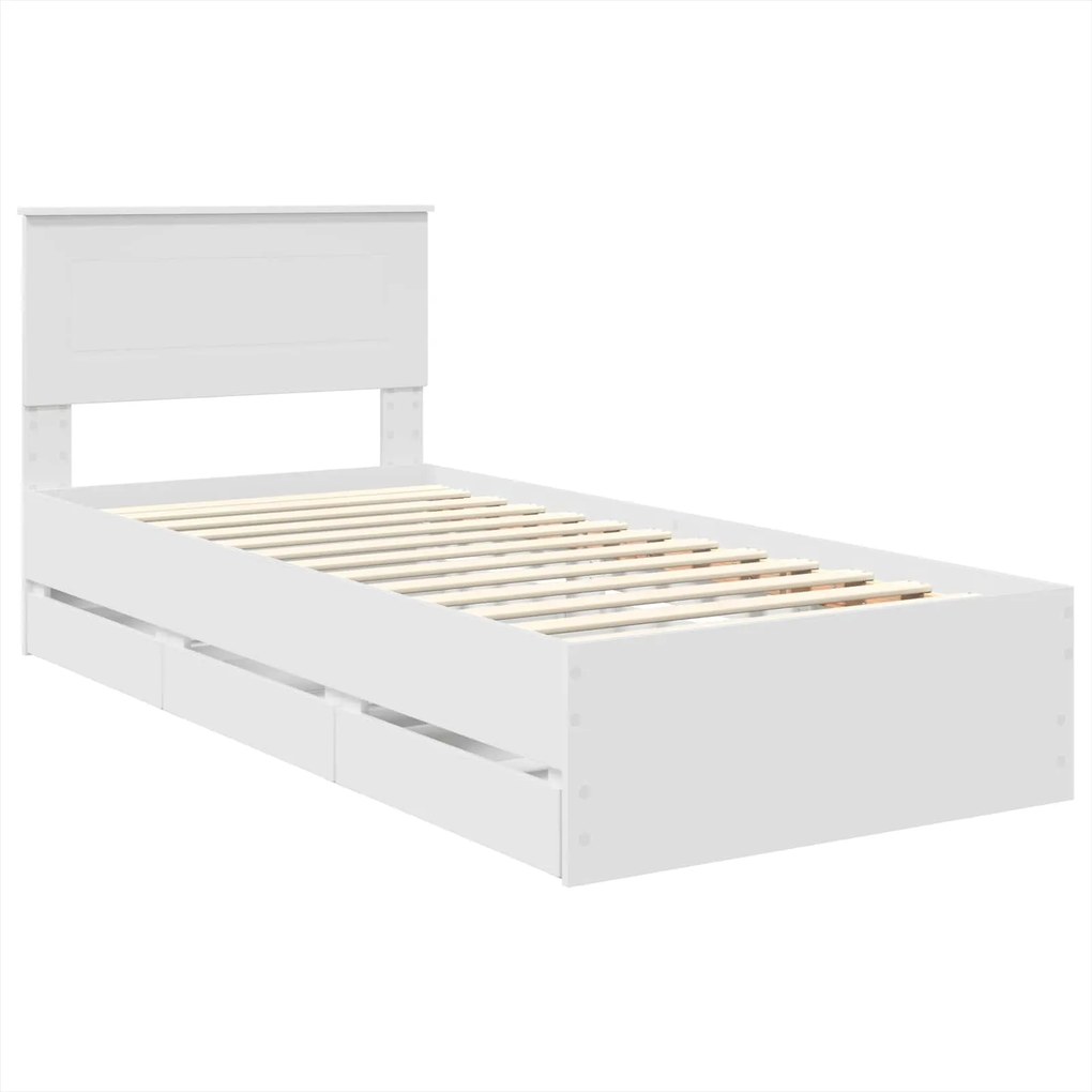 Rám postele se zásuvkou Bílá 90 x 200 cm Inženýrské dřevo 3408026