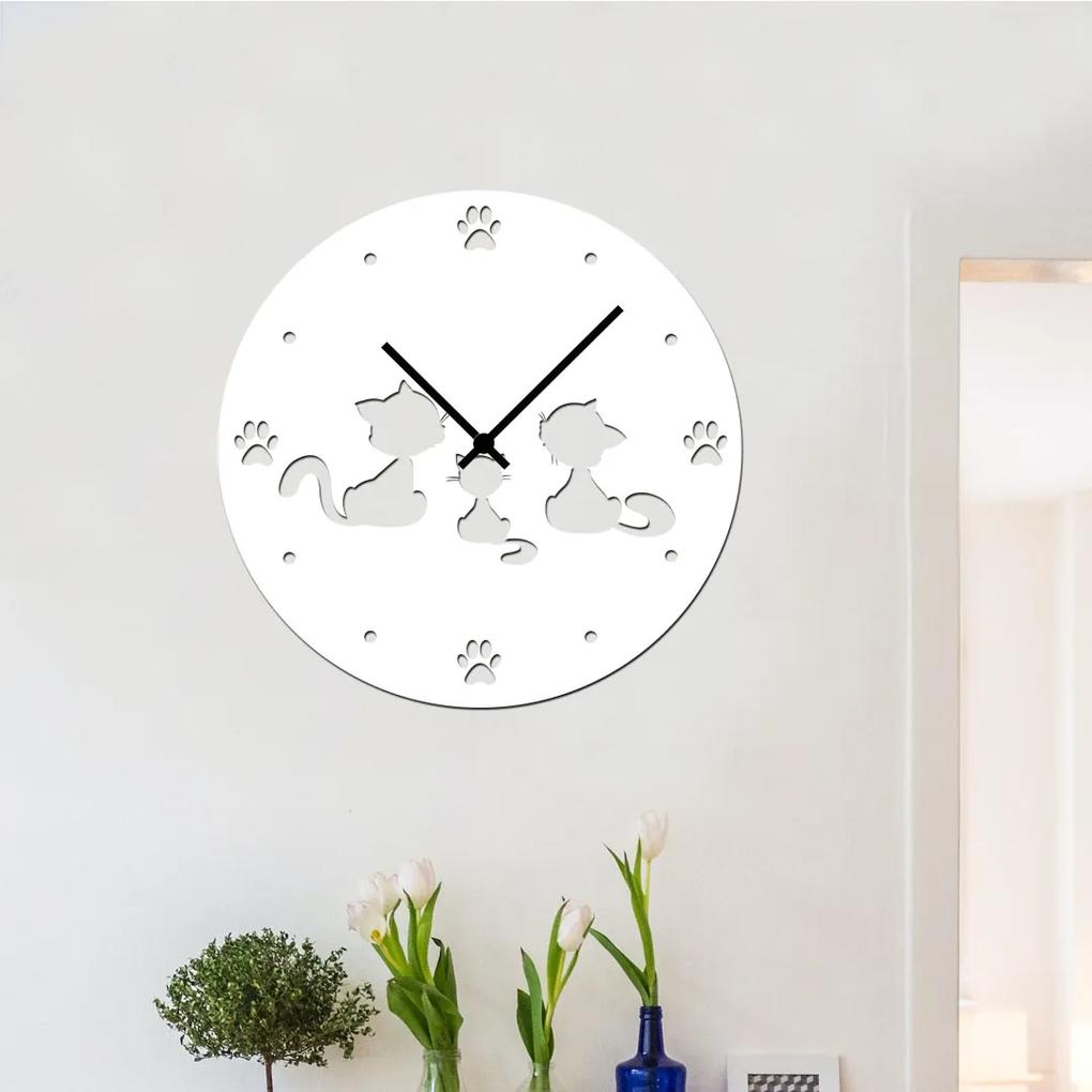 dřevo života Nástěnné hodiny KITTY Barevný vzor: Bílá, Velikost hodin: 50x50