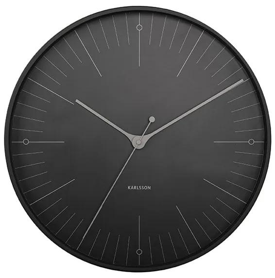 Karlsson Nástěnné hodiny Index Black 40 cm, černá barva