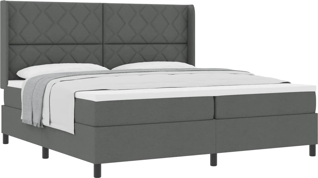 Postel s boxspringem s polštářem Tmavě šedá 200 x 200 cm textil 3341729
