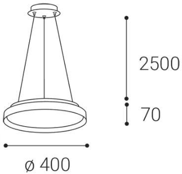 Led2 Závěsné LED svítidlo MOON P- Z, ø 40 cm Barva: Bílá, Stmívání: DALI/PUSH