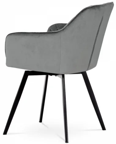 Jídelní židle šedá sametová látka, kovové nohy, černý matný lak DCH-425 GREY4
