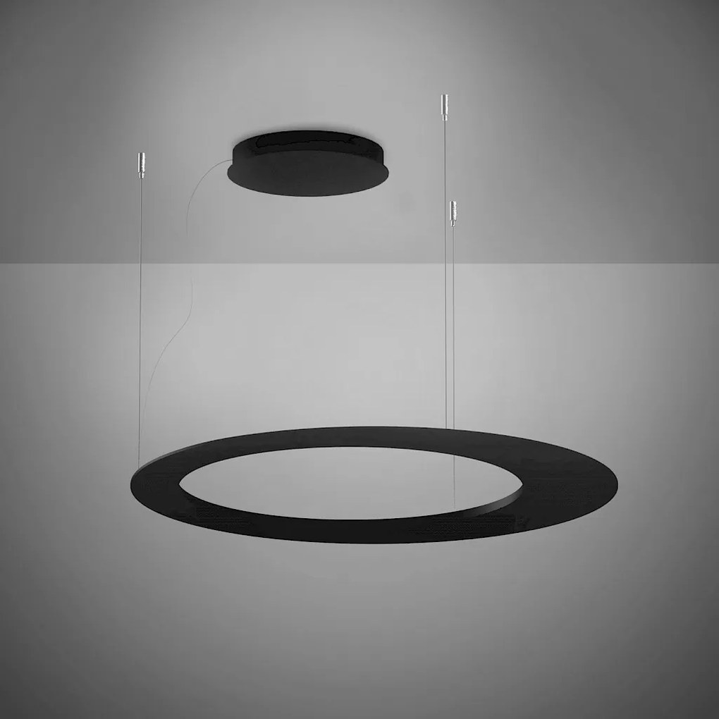 TeamItalia Velata, černé závěsné svítidlo pro nepřímé osvětlení, 25W 3000K stmívatelné DALI, průměr 73cm