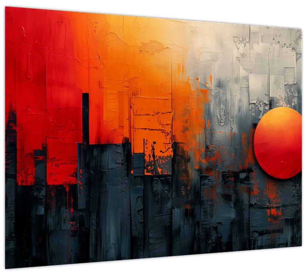 Skleněný obraz - Abstraktní malba města (70x50 cm)