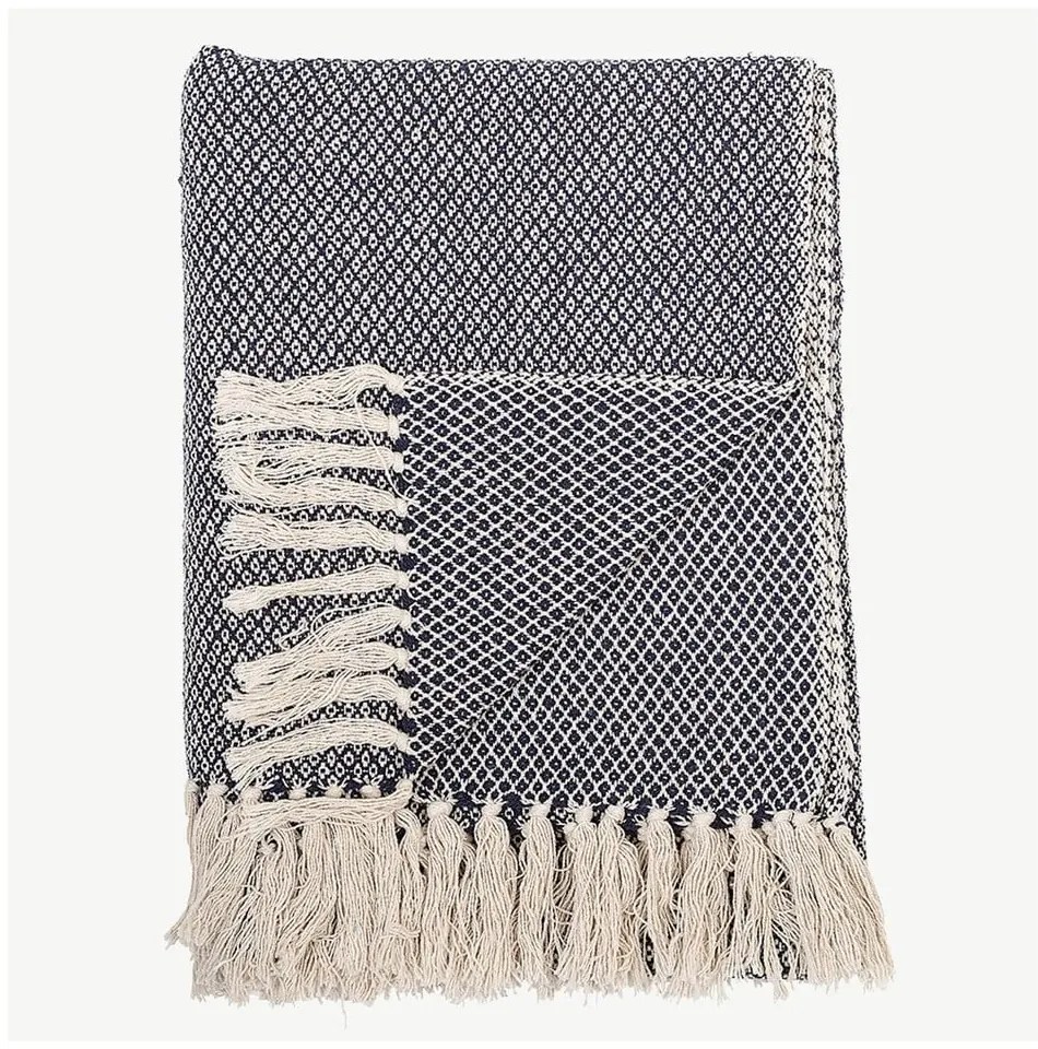 Modrá deka Bloomingville Throw, 130 x 160 cm