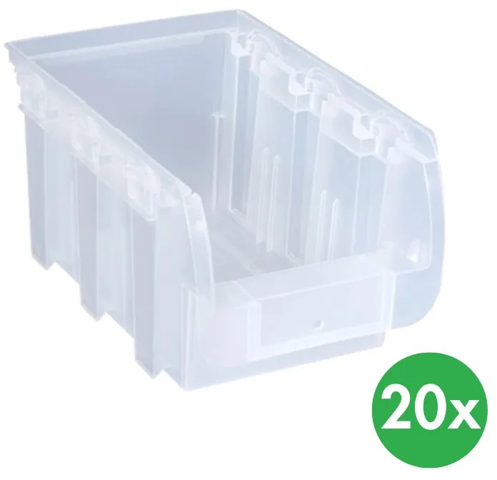 Plastový box COMPACT, 154 x 235 x 125 mm, 20 ks, průhledný