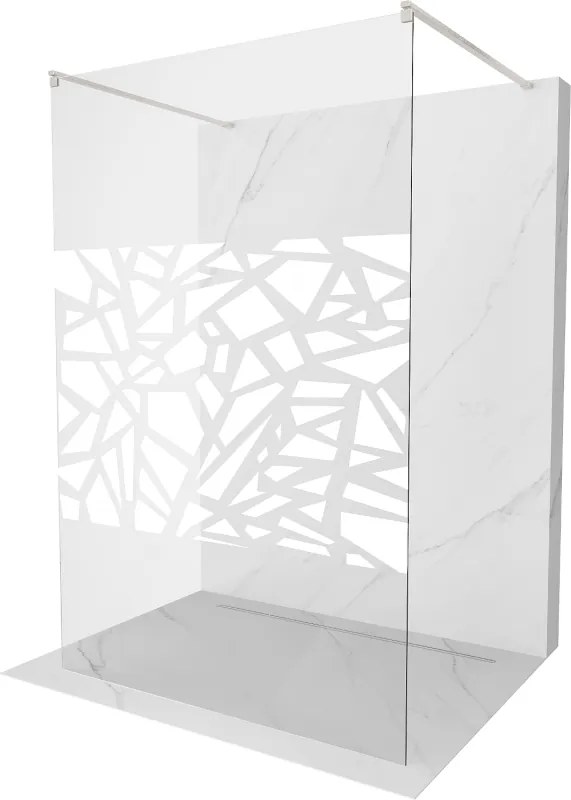 Mexen Kioto, sprchová zástěna Walk-In 120 x 200 cm, 8mm čiré sklo bílý vzor, ​​broušená ocel profil, 800-120-002-97-85
