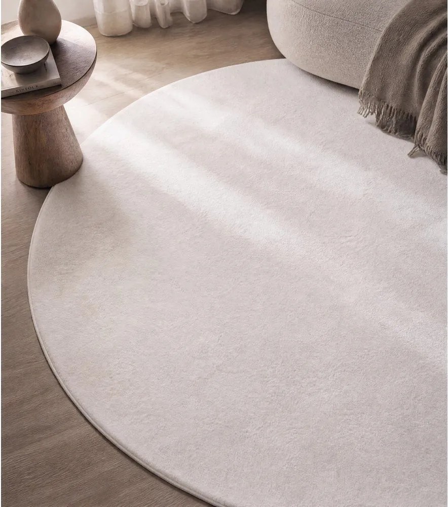 Krémový pratelný kulatý koberec ø 160 cm Pouffy – Ayyildiz Carpets