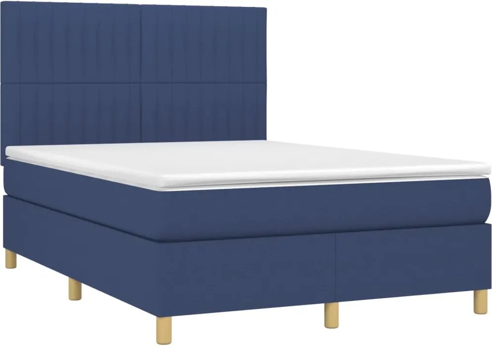 Box spring postel s matrací modrá 140x200 cm textil 3142503