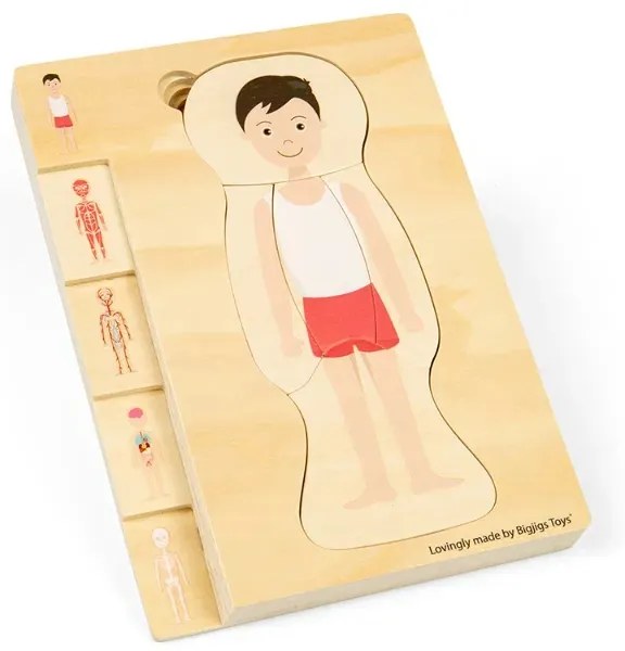 Bigjigs Toys Dřevěné puzzle Anatomie chlapec