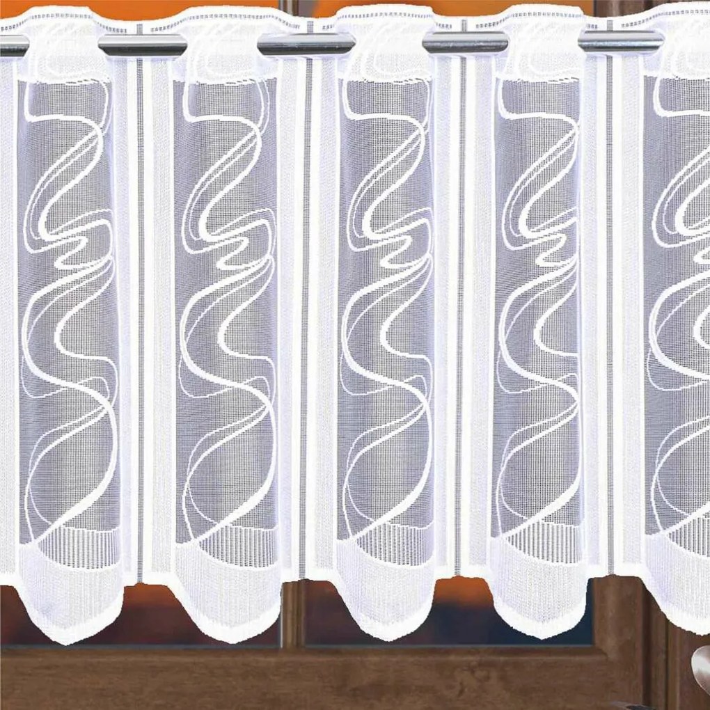 Forbyt žakárová vitrážová záclona AMANDA, vlnky, bílá výška 120cm (v metráži)