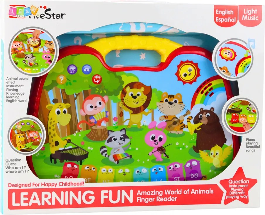 LEAN Toys Interaktivní vzdělávací tabule Svět zvířat nástroje piano