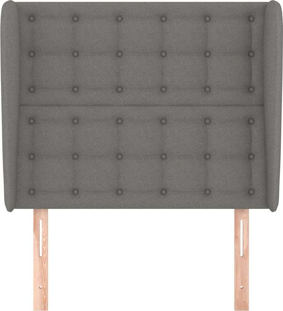 Čelo postele typu ušák tmavě šedé 103x23x118/128 cm textil 3118381