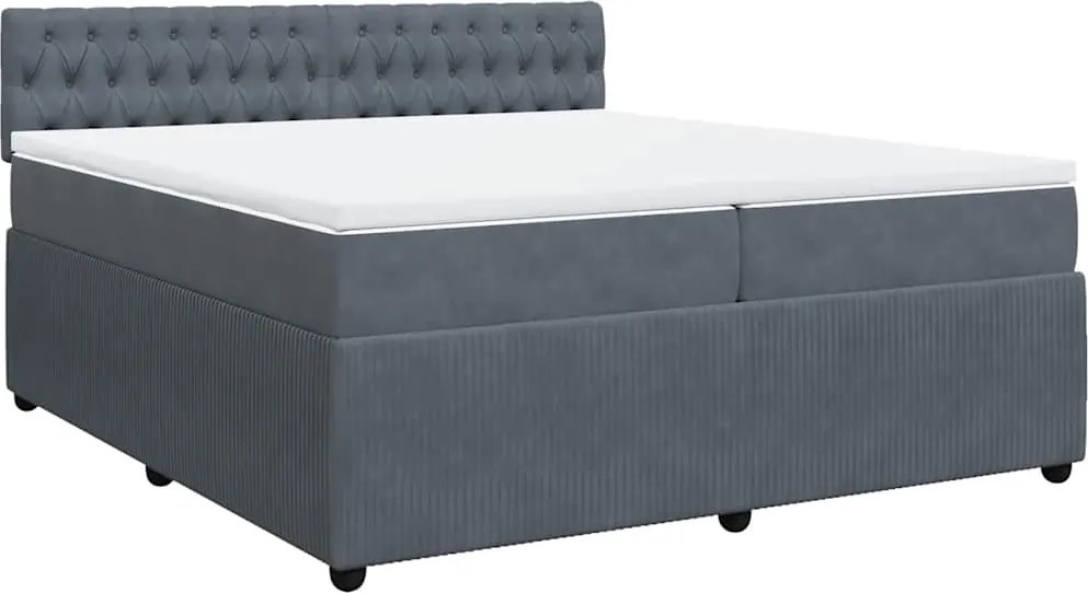 Box spring postel s matrací tmavě šedá 200x200 cm samet 3290137