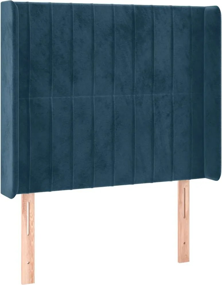Box spring postel s matrací a LED tmavě modrá 90x190 cm samet 3139659