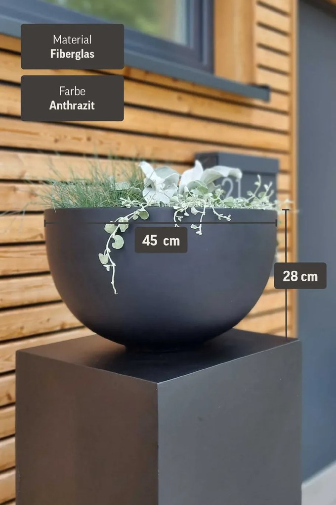 Mísa na rostliny ALICE, sklolaminát, Ø 45 cm, antracit