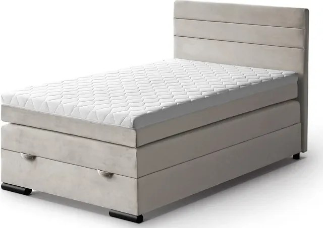 Kontinentální boxspring postel LORA 200x120, šedá (mono 244)