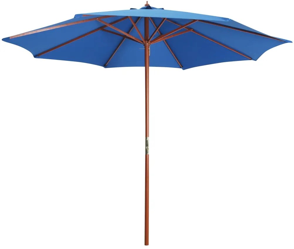 Slunečník s dřevěnou tyčí 300 x 258 cm modrý - Default Title
