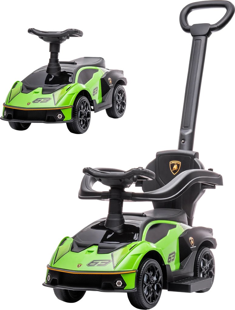 AIYAPLAY 2v1 Lamborghini Essenza SCV12 Dětské odrážedlo pro děti 12-36 měsíců s odnímatelnou rukojetí a bezpečnostní zábranou 86,5x40x89,5 cm Zelená …