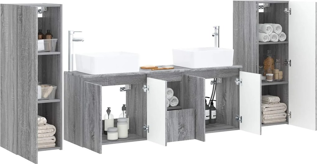 Sada koupelnového nábytku 5 ks Šedý Sonoma 33 x 34,5 x 100 cm 3405999