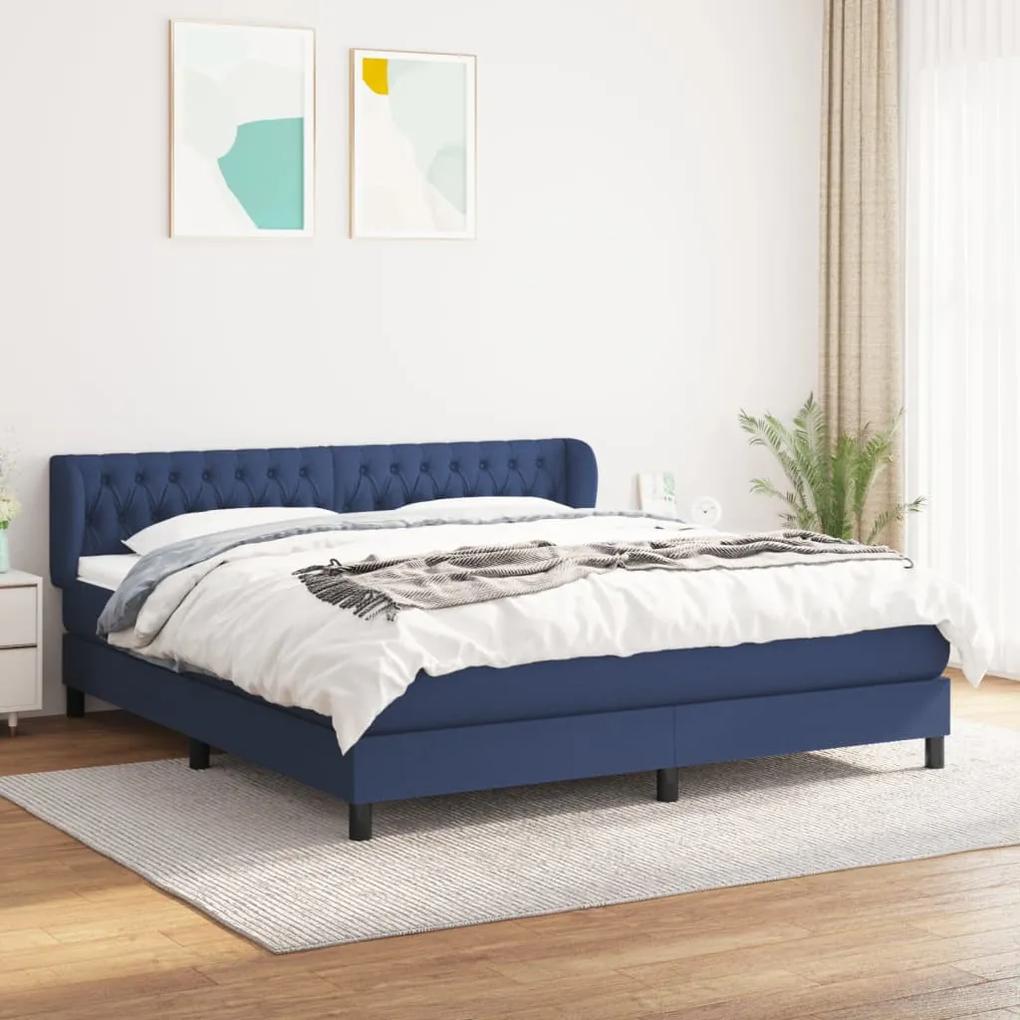 Box spring postel s matrací modrá 180x200 cm textil,  3126507
