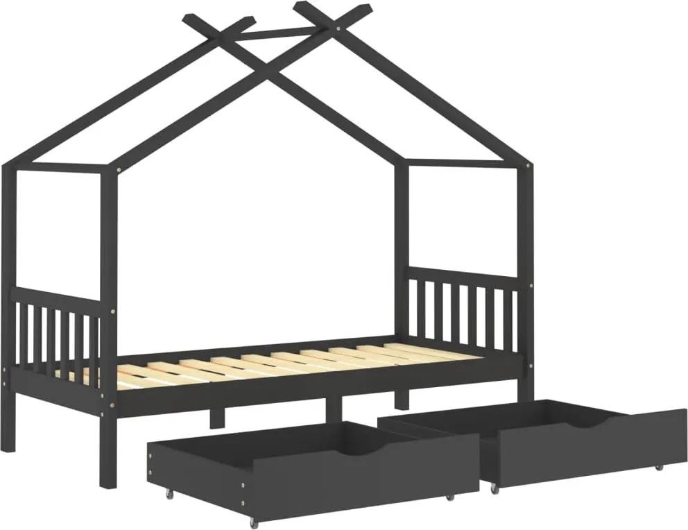 vidaXL Rám dětské postele se zásuvkami masivní borovice 90x200 cm [322153] Barva: Tmavě šedá