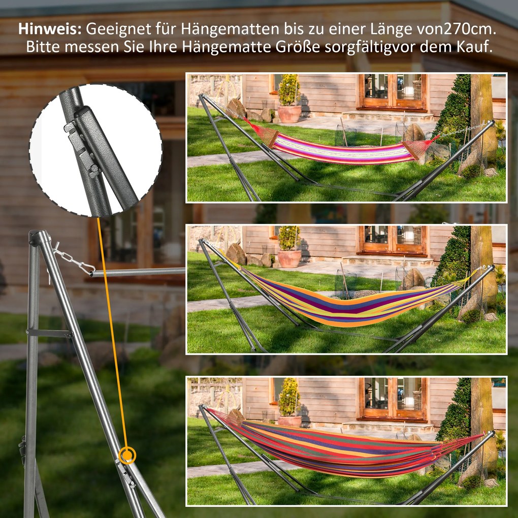 Stojan na houpací síť Outsunny skládací stojan na houpací síť a věšák na oblečení 2 v 1 s nosností až 120 kg 290 x 92 x 88 cm pro zahradu a terasu | …