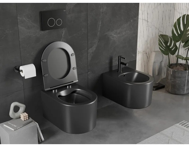 Mexen Sofia Rimless závěsná wc mísa, černá matná, 3354XX85