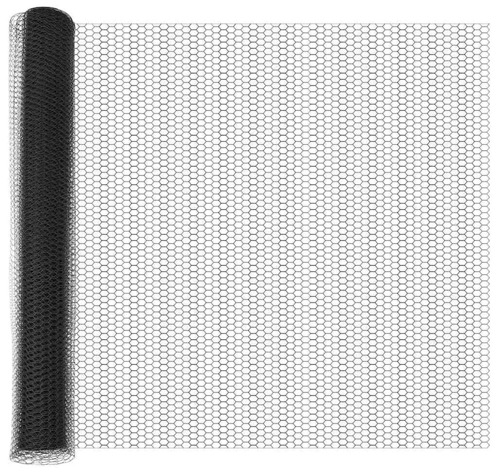 Hexagonální plot s podpěrou 25 x 1,4 m Ocel potažená PVC Šedá 3353244