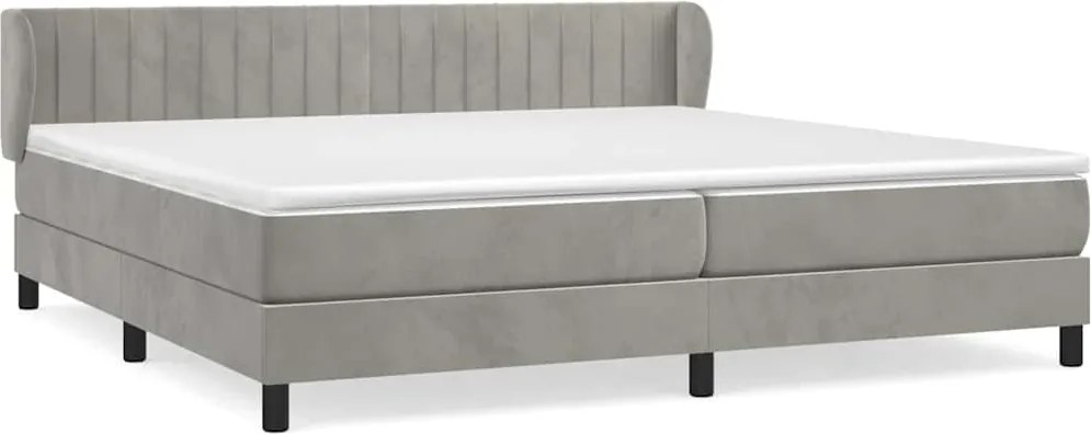 Box spring postel s matrací světle šedá 200x200 cm samet 3131099