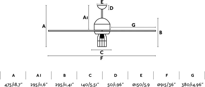 FARO CHICAGO 33703 36“ černá/ořech Stropní ventilátor