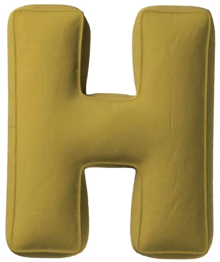 OnaDnes -20% Yellow Tipi Olivově zelený sametový polštář písmeno H 40 cm