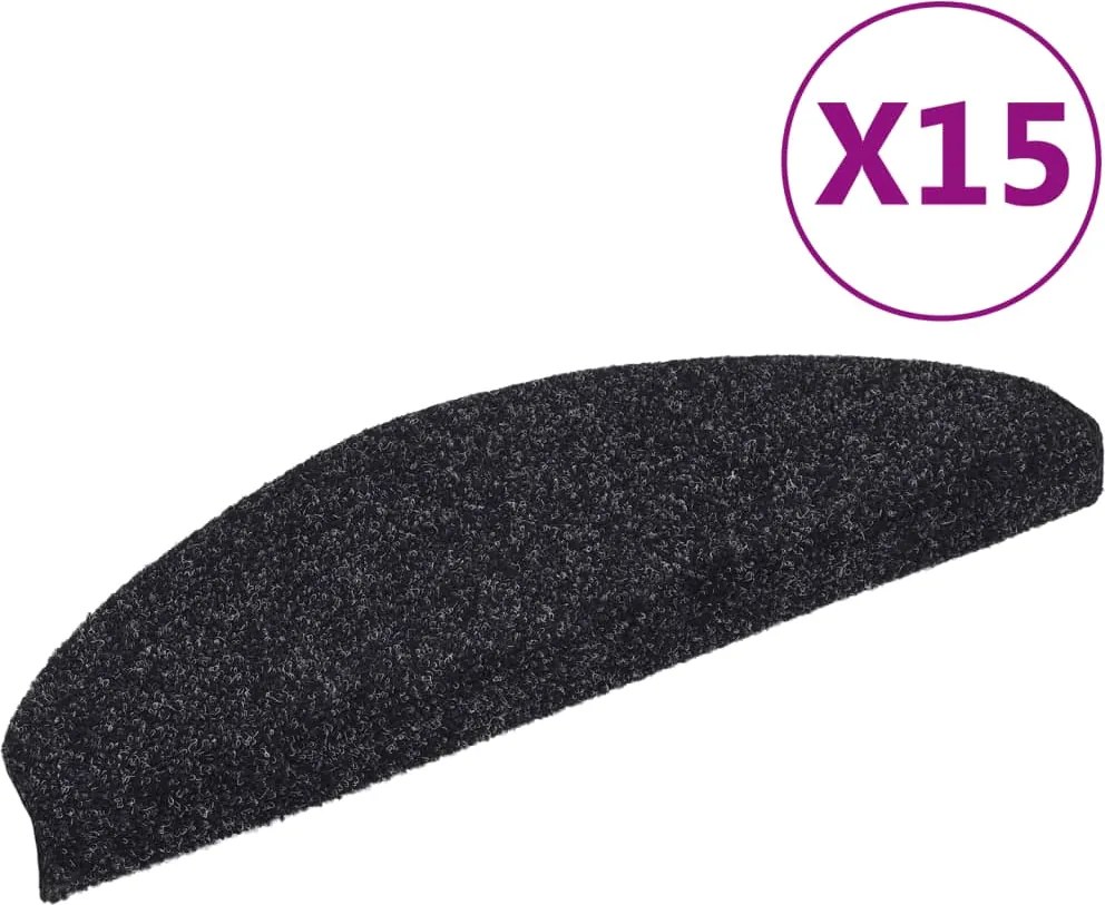 Schodové rohože samolepicí 15 ks 65 x 21 x 4 cm černé, půlkulaté, velké 132698