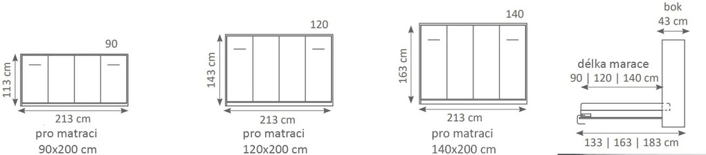 Stolwit sklopná postel do skříně šíře lůžka: 90 cm, barevné provedení: bílá mat