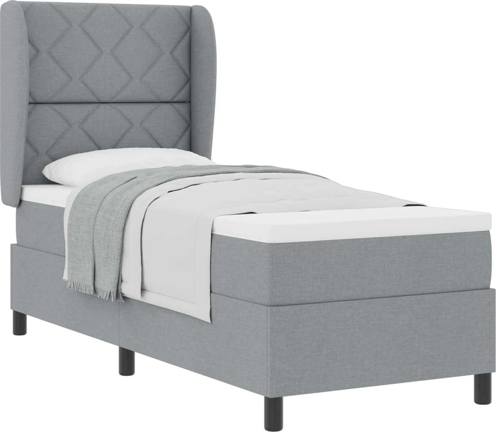 Postel s boxspringem s čelo Světle šedá 80 x 200 cm textil 3340592
